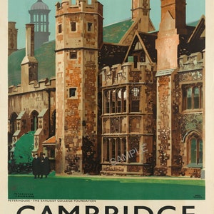 Vintage Poster Cambridge University Peterhouse College Lner - Etsy