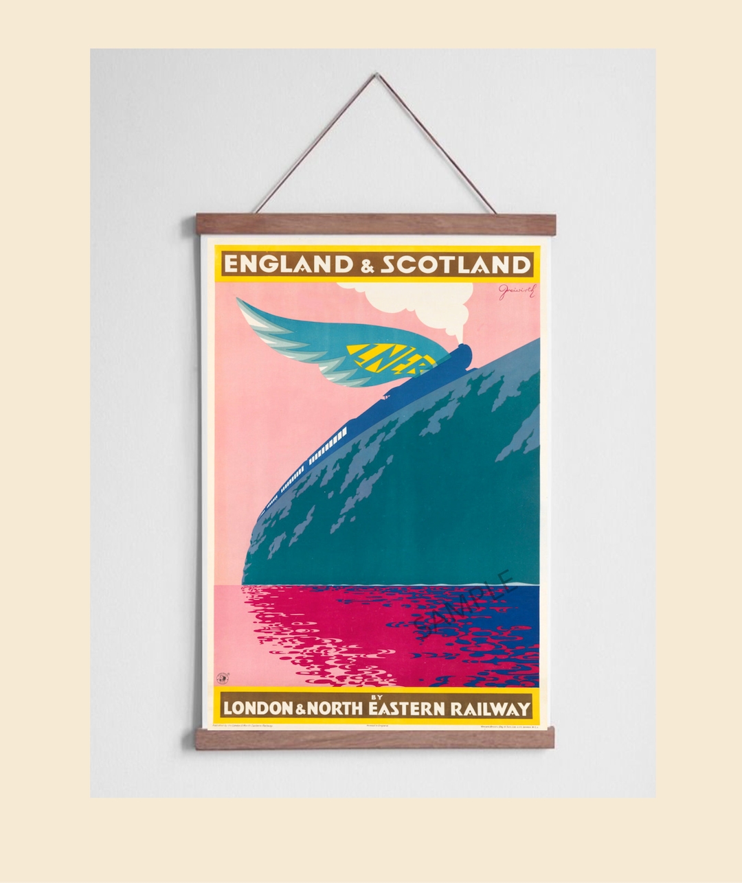 Vintage Railway Poster Lner England Scotland Rail Travel Ad Art Deco ...