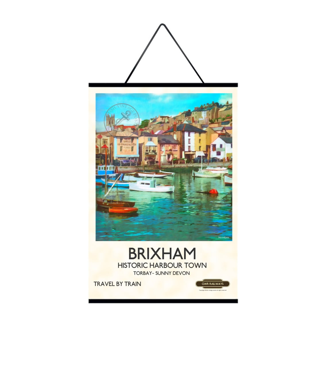 Brixham Harbour Vintage Railway Poster Devon Seaside Train Advert WALL ...