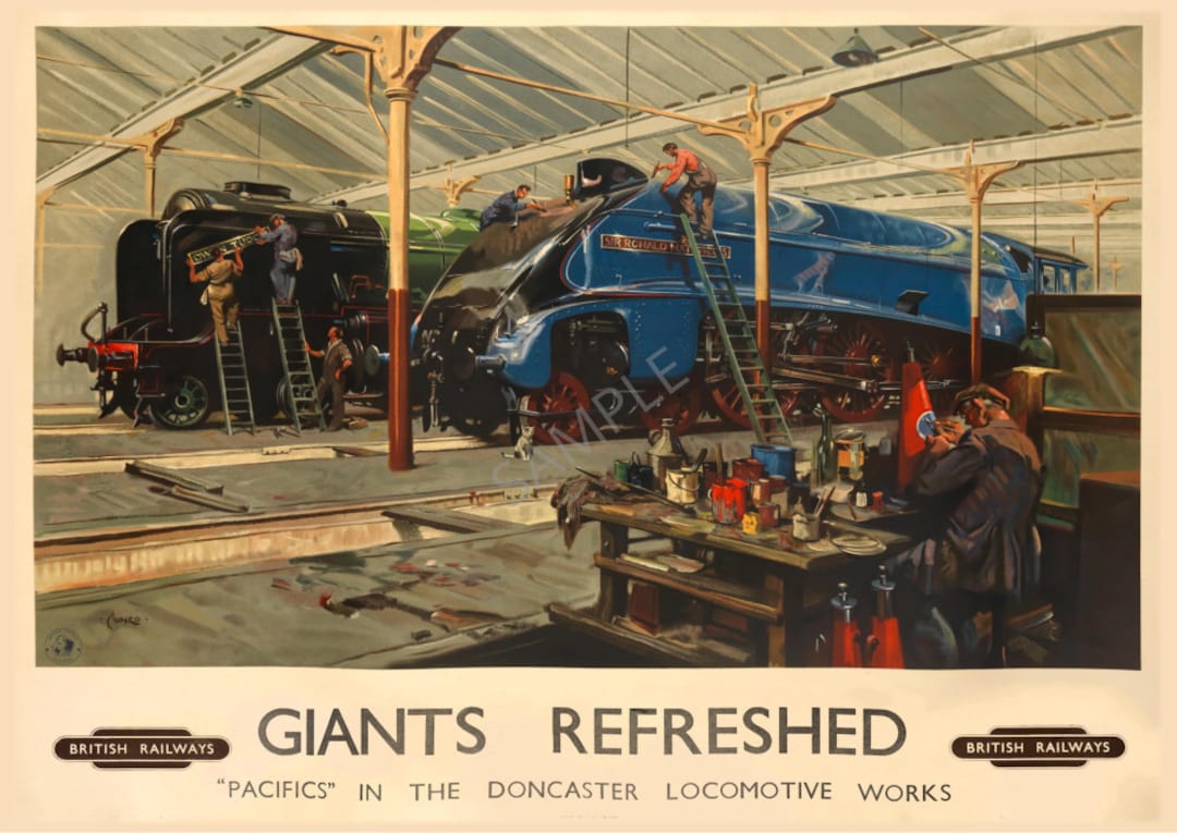 Terence Cuneo Vintage Steam Train Poster: Giant's Refreshed (A3 A4 ...