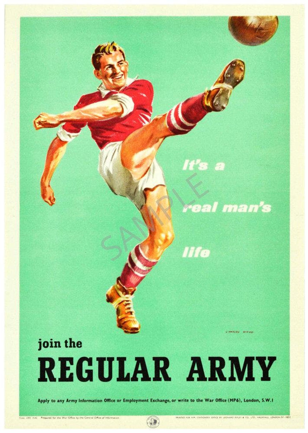 Vintage ARMY Recruitment POSTER Join the Regular Army Soldier ...