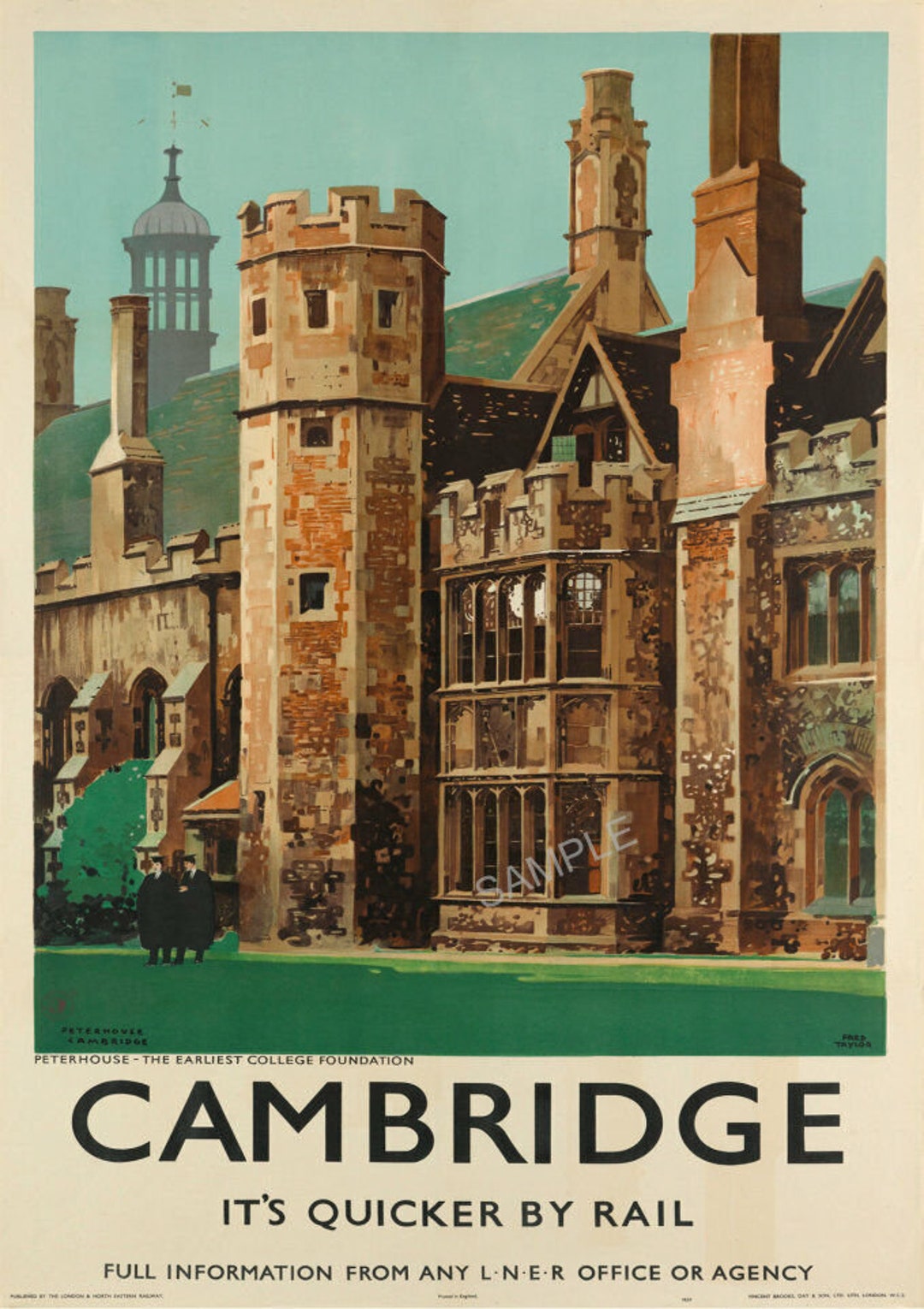 Vintage Poster Cambridge University Peterhouse College Lner Rail Art ...