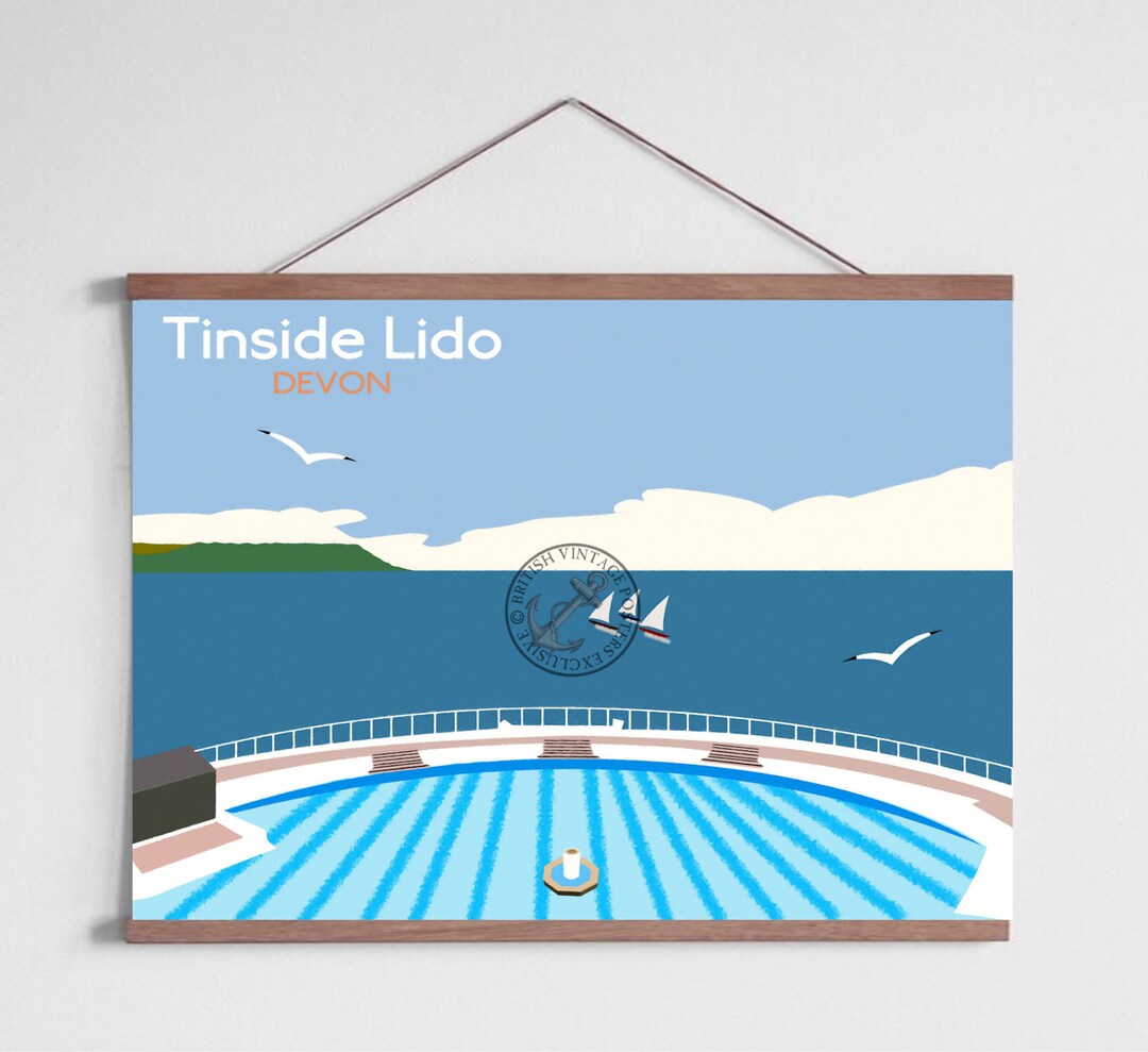 Art Deco Tinside Lido Poster Plymouth Outdoor Baths Holiday Seaside Art ...