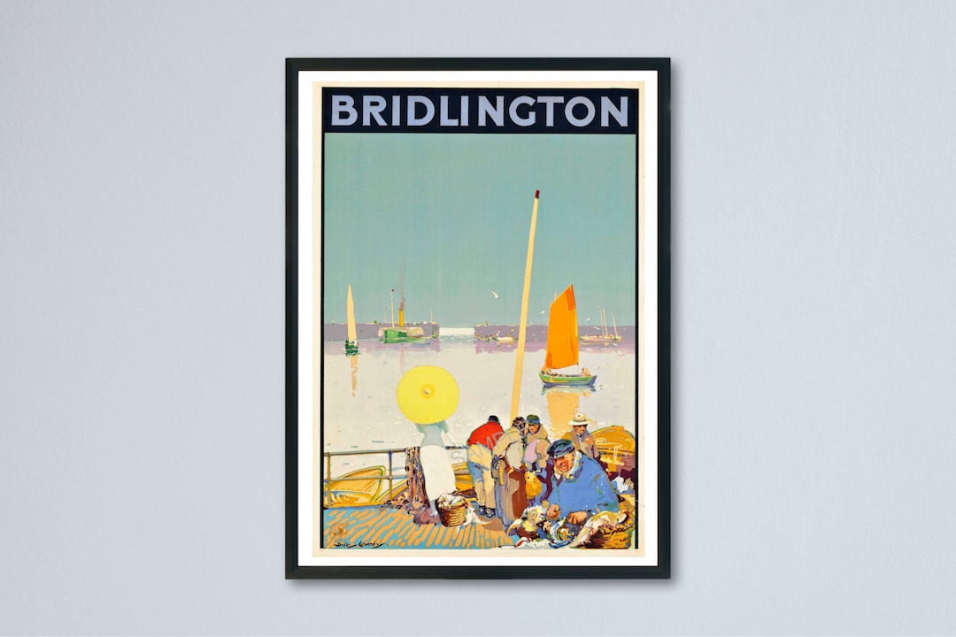 Vintage Railway Poster Bridlington East Riding of Yorkshire Coast Train ...
