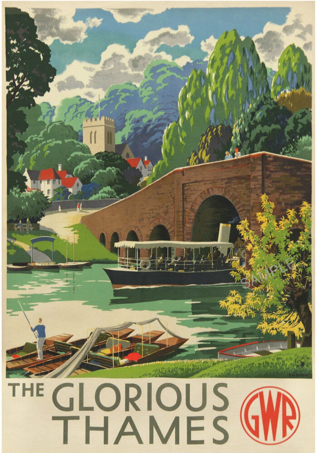 Vintage Railway Poster River Thames Punts River Cruise by - Etsy