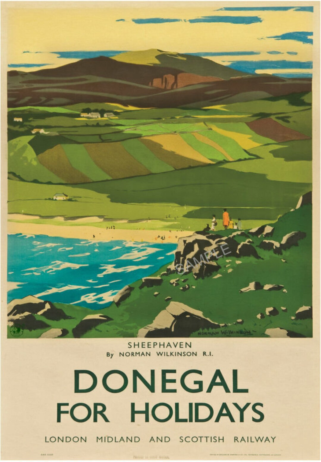 Vintage Railway Poster Sheephaven Bay Donegal Ireland Wall Art Deco ...