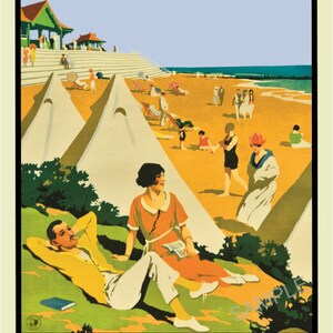 Vintage Railway Poster Mablethorpe Beach Art Deco Couple Holidays Print ...