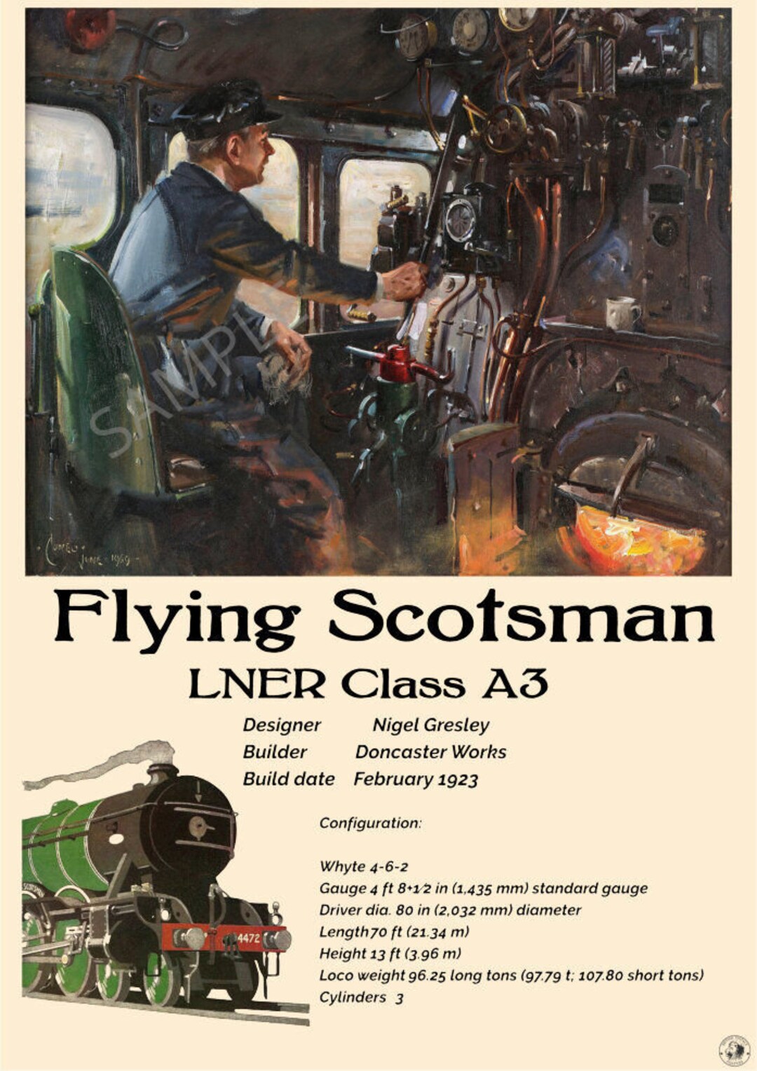 Vintage Railway Poster Flying Scotsman Lner T. Cuneo Steam Train Art ...