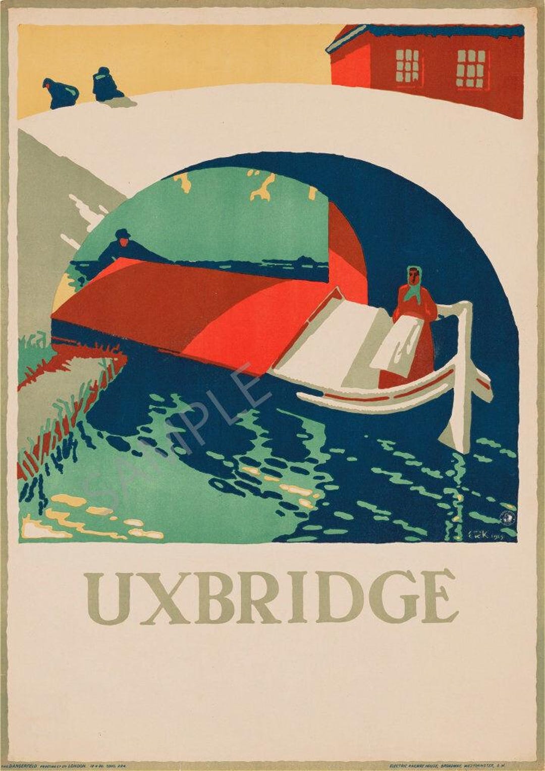 Uxbridge POSTER Edward Mcknight Kauffer Vintage LONDON Railway ...