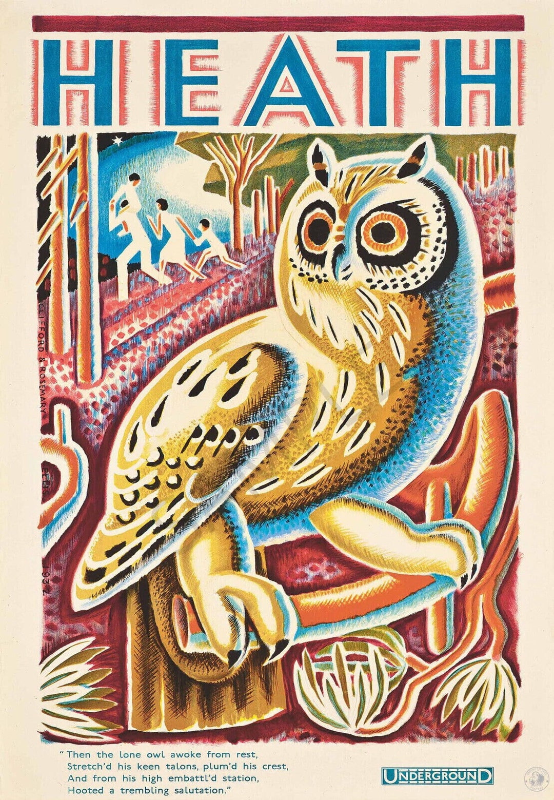 Vintage Railway Poster Heath Owl London Train Travel Advert Print A3 A4 ...