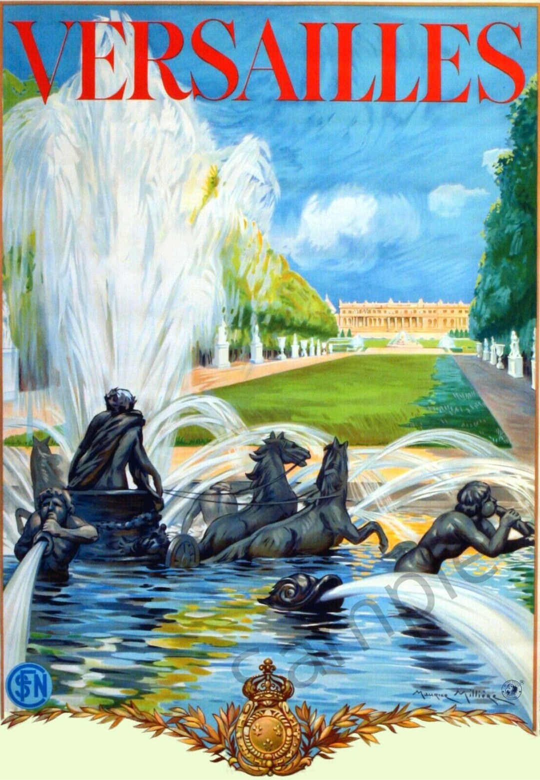 Vintage Poster France Versailles Palace French Tourist Advert Retro ...