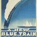 Vintage Railway Poster Blue Train Cote D'azur French Travel Art Deco ...