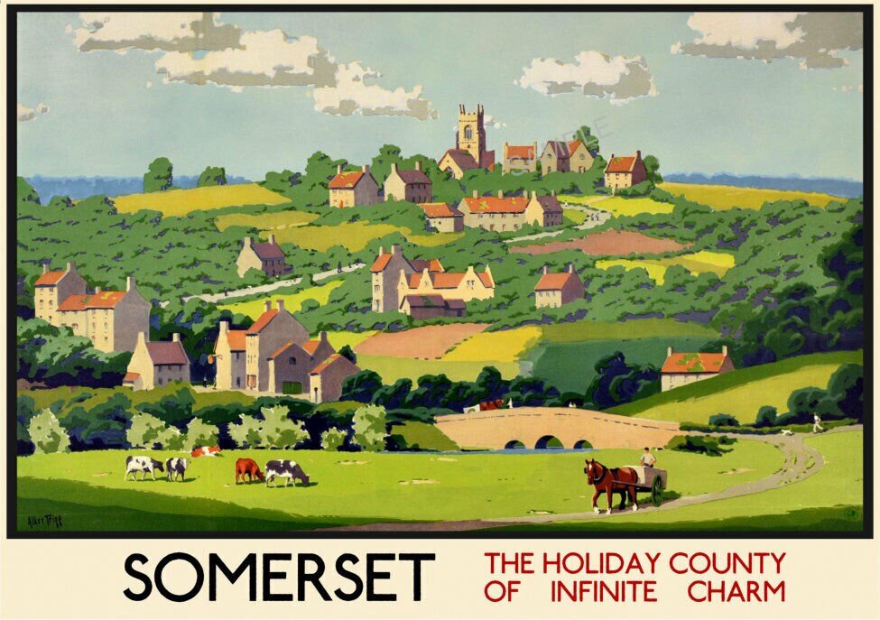 Vintage Railway Poster Somerset Train Travel Tourism Advert Art Print ...
