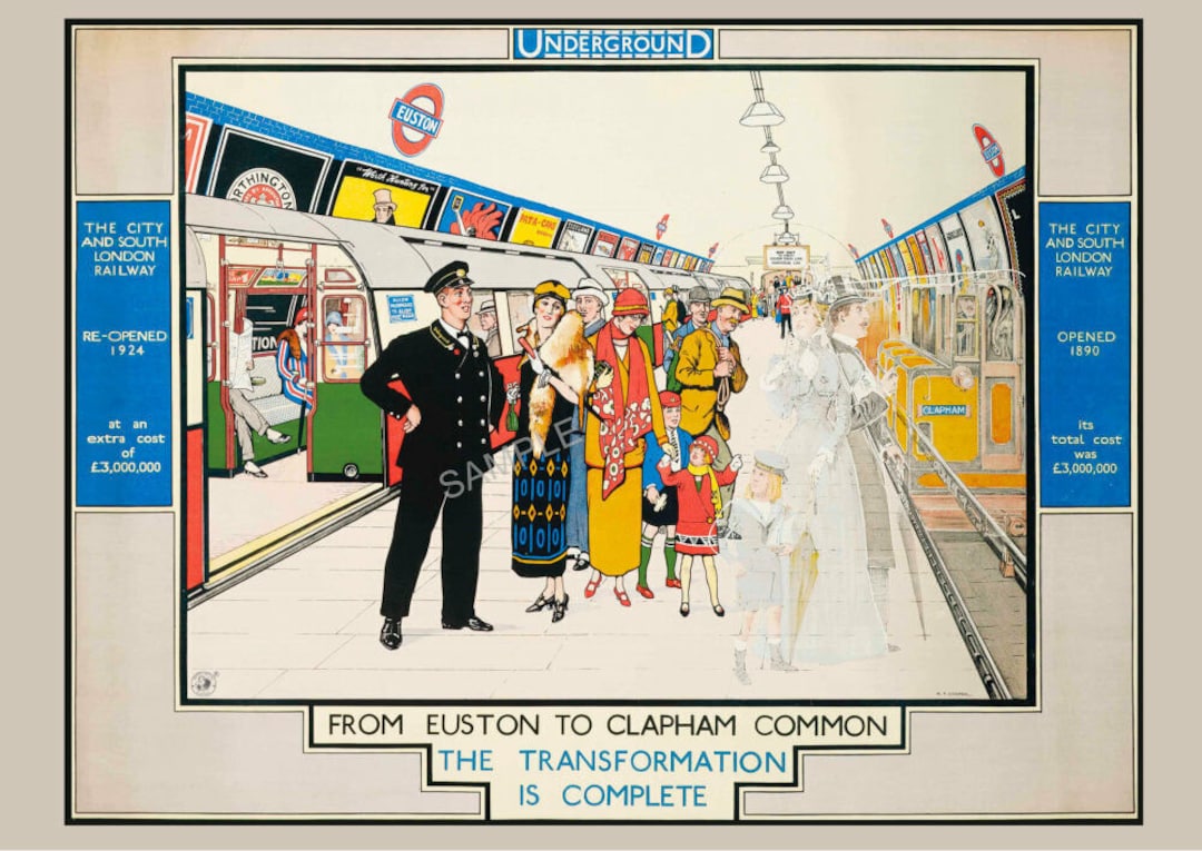 Vintage Railway Poster London Underground Euston Station Art - Etsy