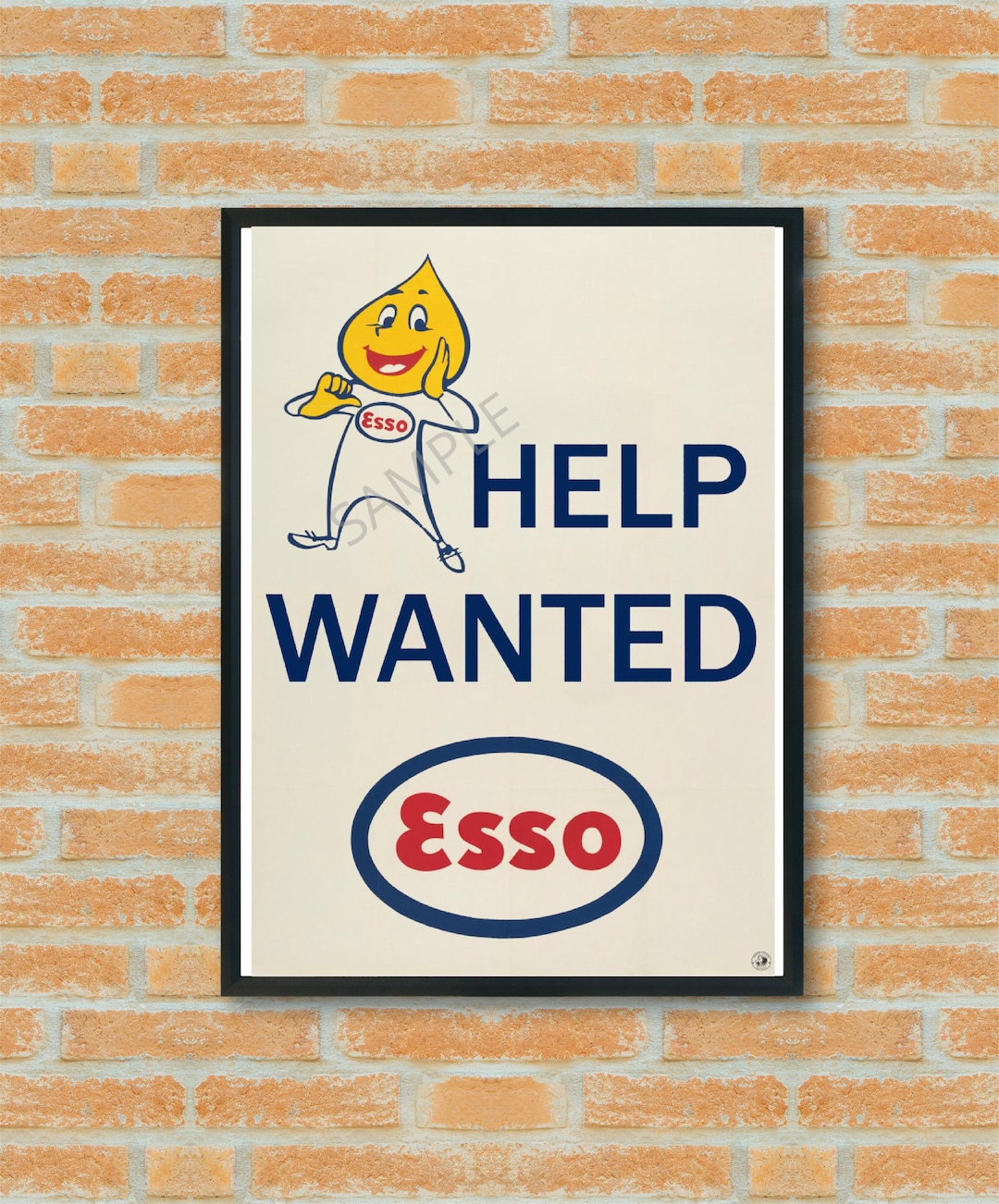 Vintage Esso 'help Wanted' Advertising Poster: Petrol Garage Sign - Etsy