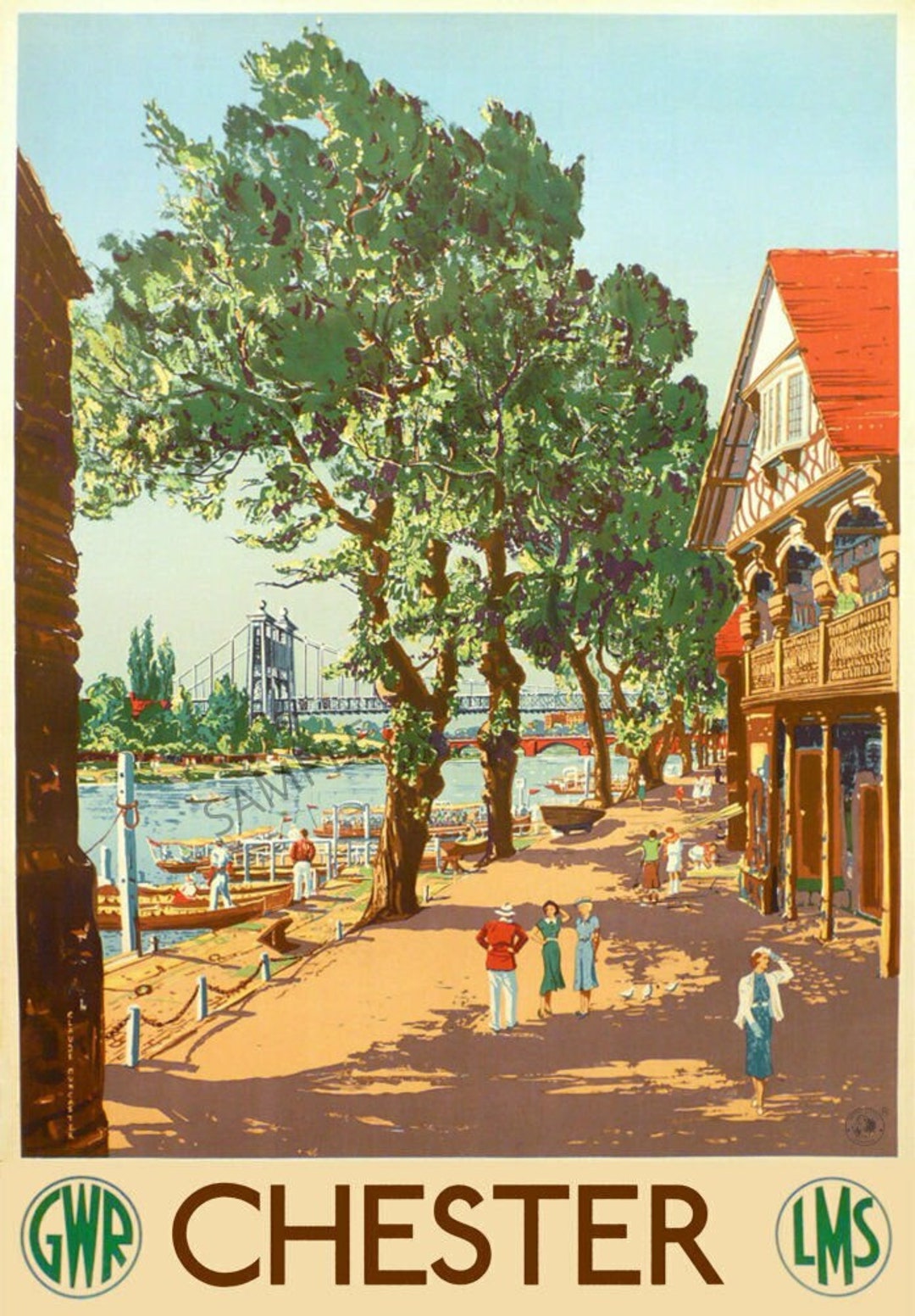 Vintage Railway Poster Chester Dee the Groves Band Stand Art - Etsy