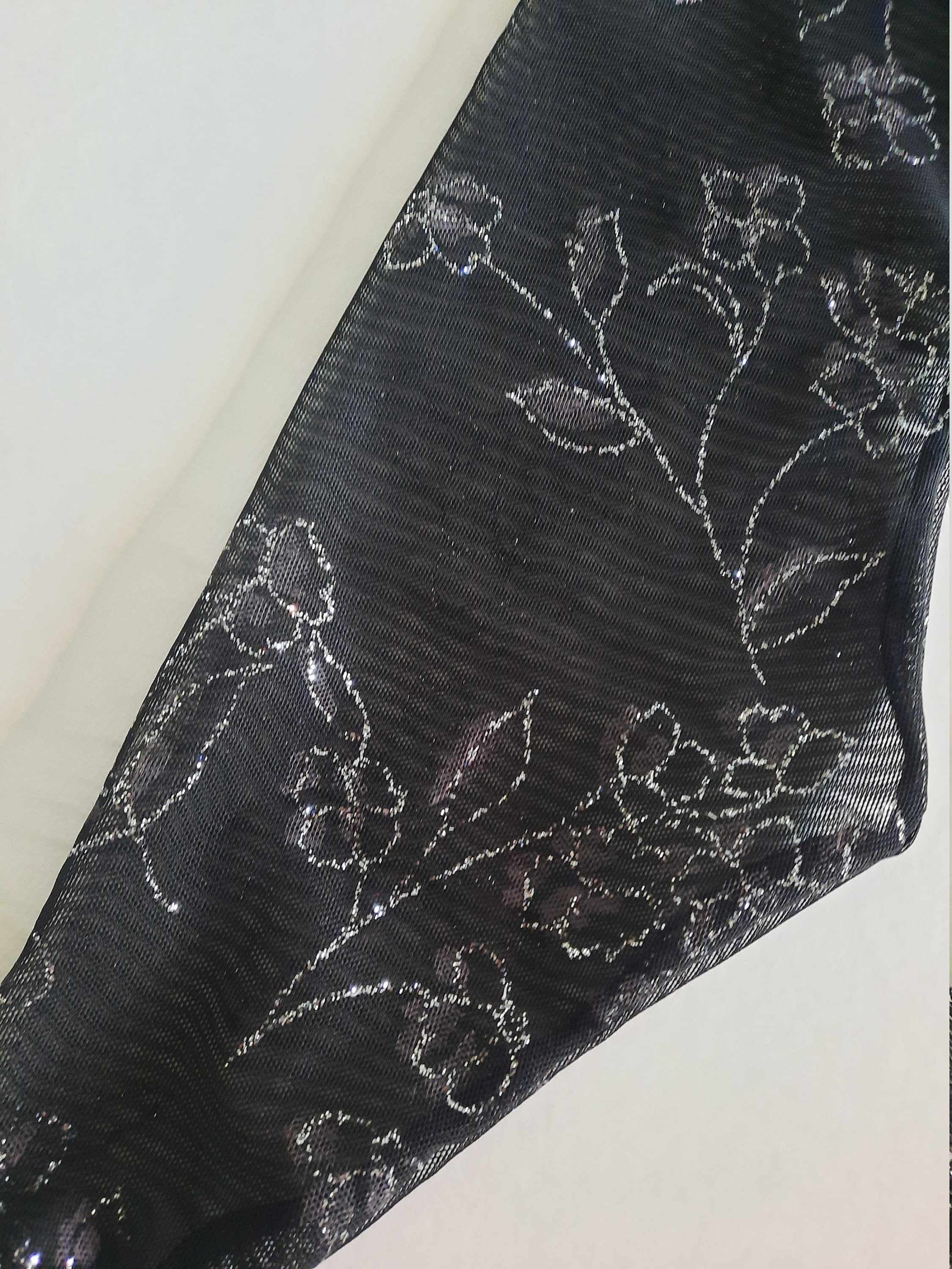 1 X Pair Short Ladies Mesh Socks Silver Glitter Flower Tulle Ladies ...