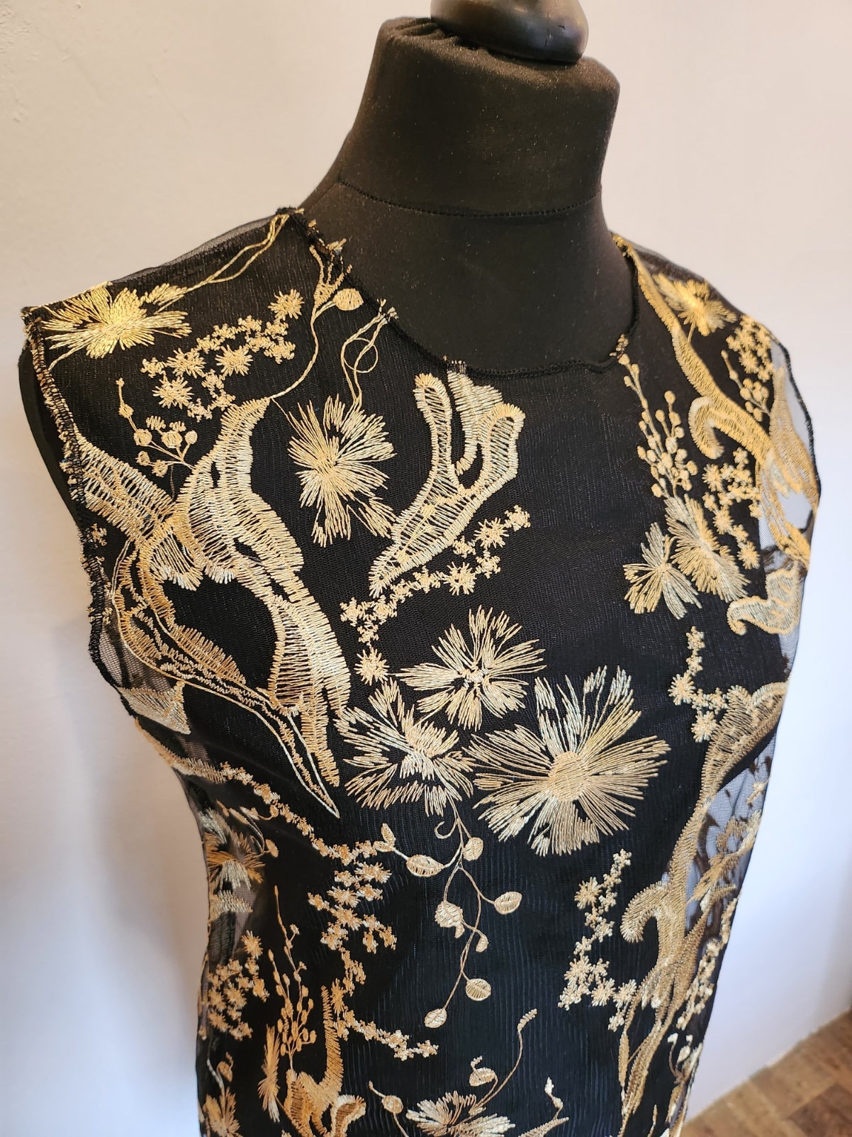 Black and Gold Embroidered Mesh Evening Party Top Christmas Lace Net - Etsy