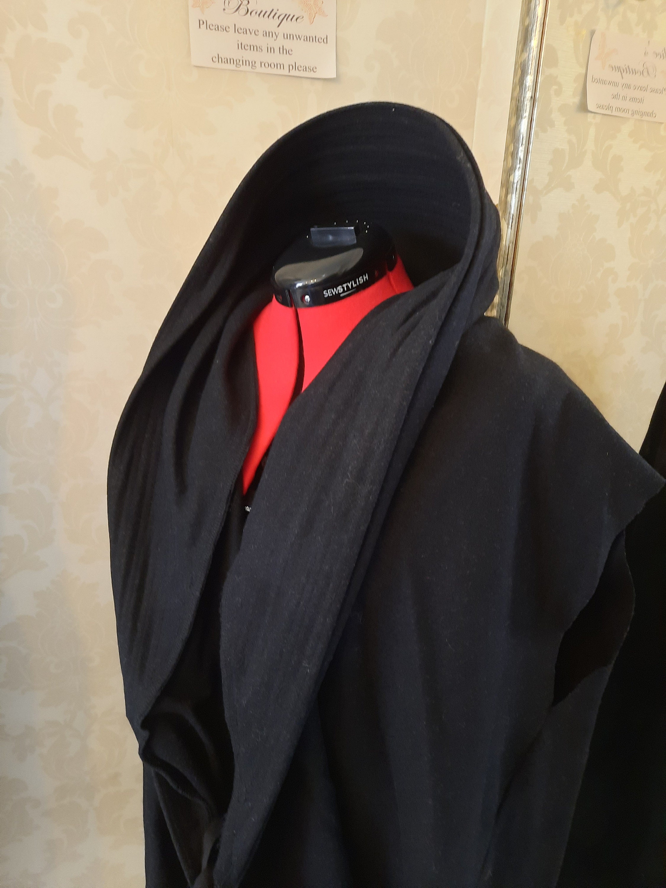 Full Black Wool Cape With Structured Collar Long Cape Winter Cape - Etsy