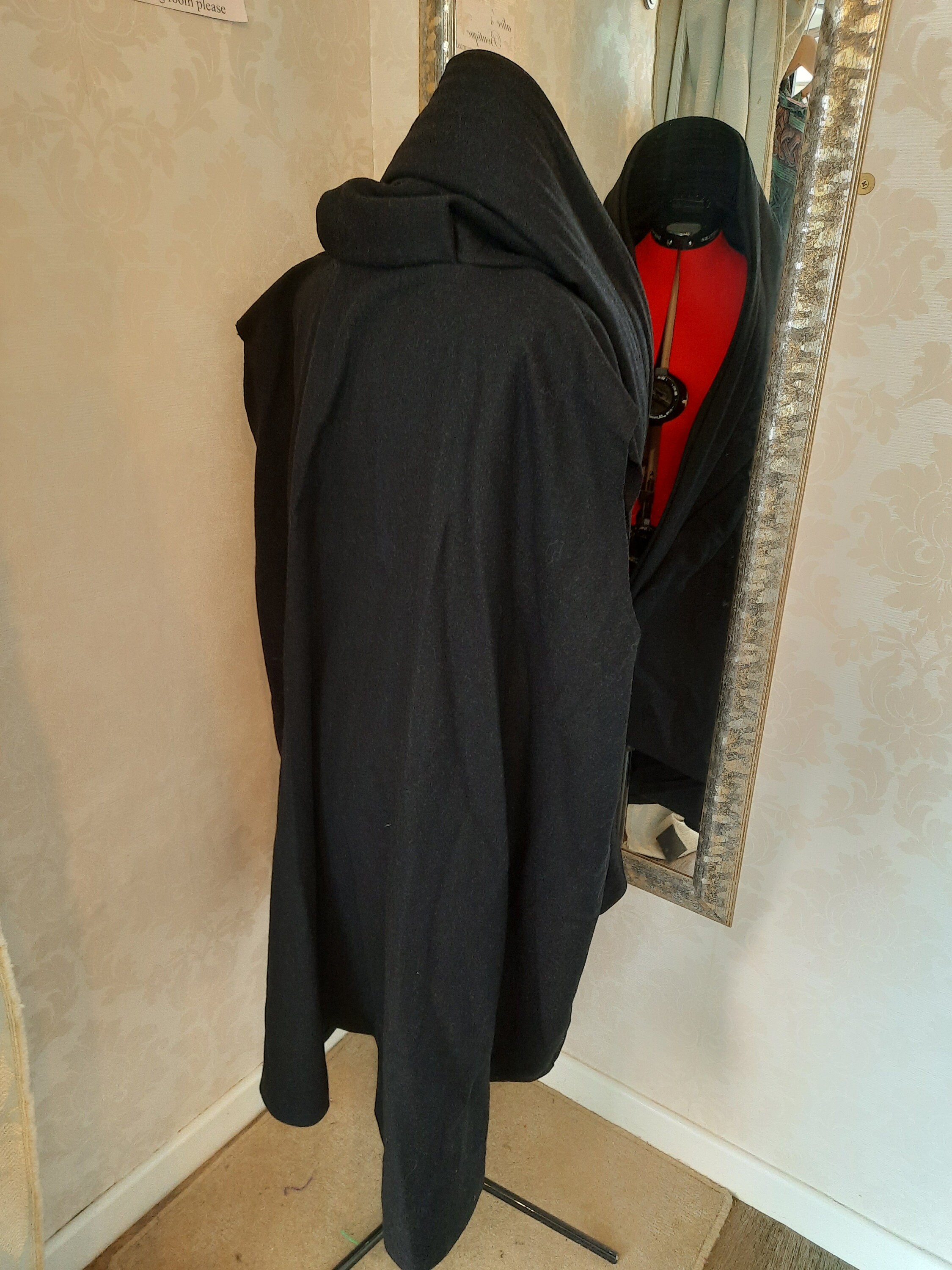 Full Black Wool Cape With Structured Collar Long Cape Winter Cape - Etsy