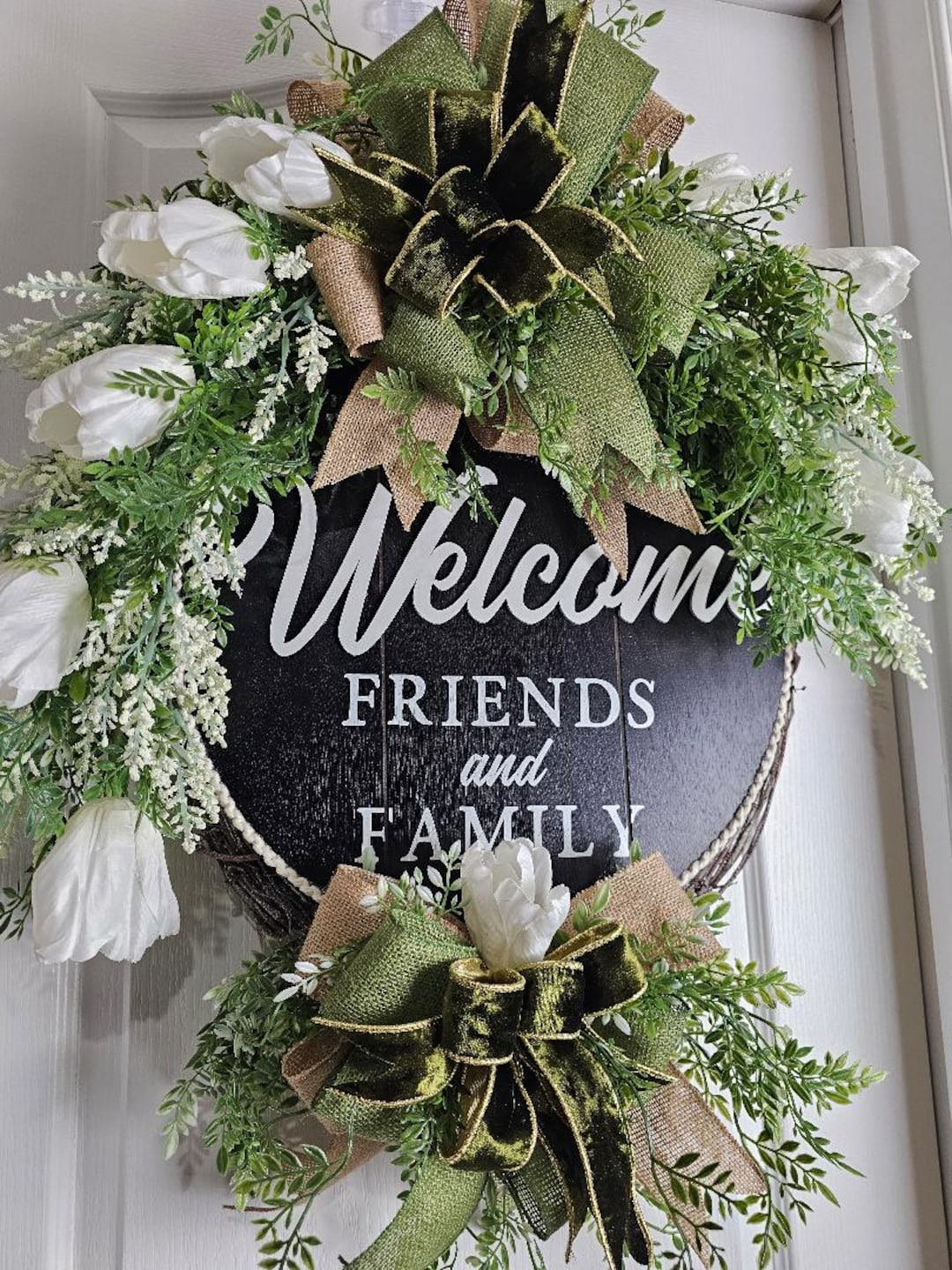 Inviting Summer/spring Green Welcome Wreath | Unique, Welcoming, Luxury ...