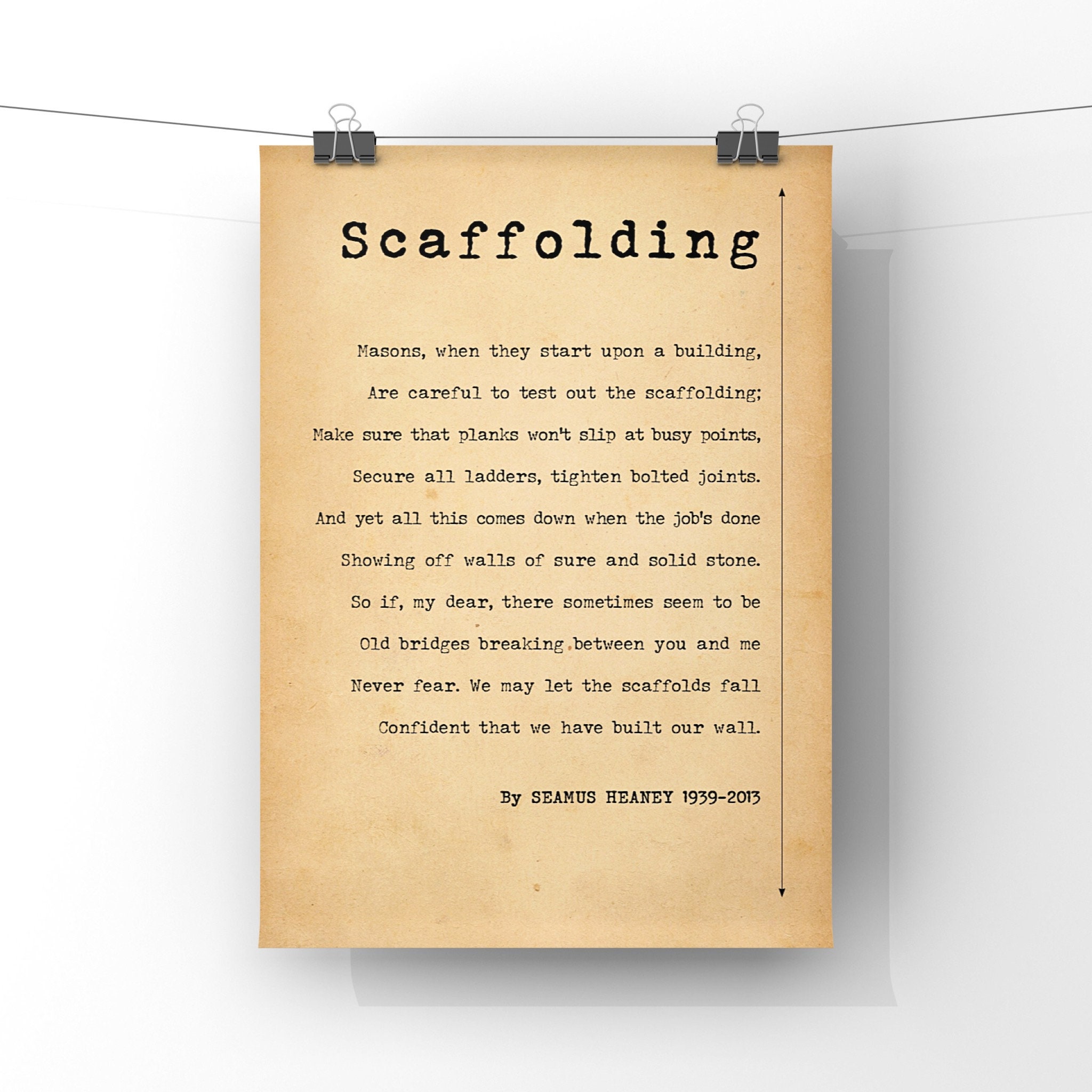 Scaffolding Poem by Seamus Heaney Poster Print, Love Poetry on Antique ...