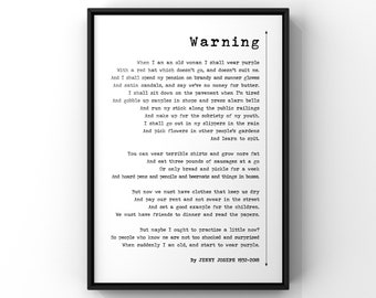 Warning When I Grow Old I Shall Wear Purple Poem Poster - Etsy