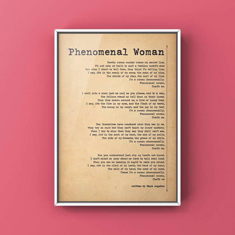 Phenomenal Woman Phenomenal Woman Poem by Maya Angelou | Etsy