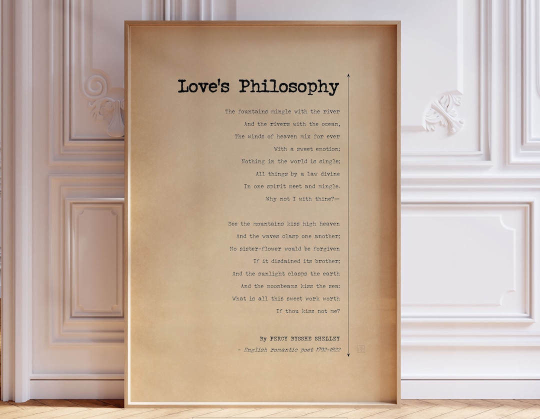 Love's Philosophy Poem by Percy Shelley Poster Print Minimalist Style ...