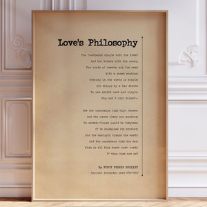 Love's Philosophy Poem by Percy Shelley Poster Print Minimalist Style ...