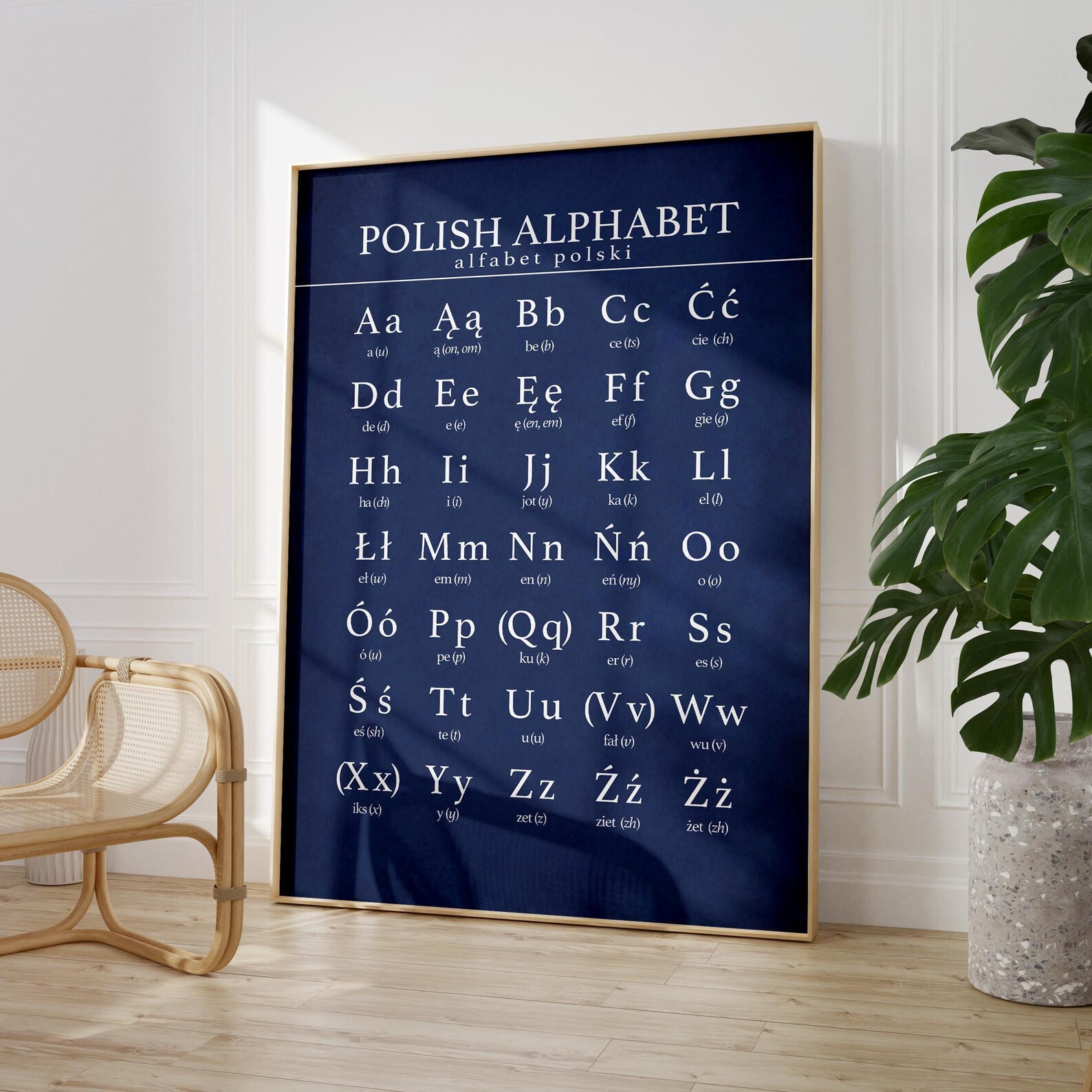 Polish Alphabet Chart Poster - Black and White Educational Wall Art ...