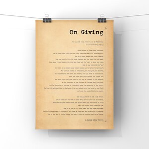 On Giving Poem by Kahlil Gibran Poem About Giving Gratitude Poem Gibran ...