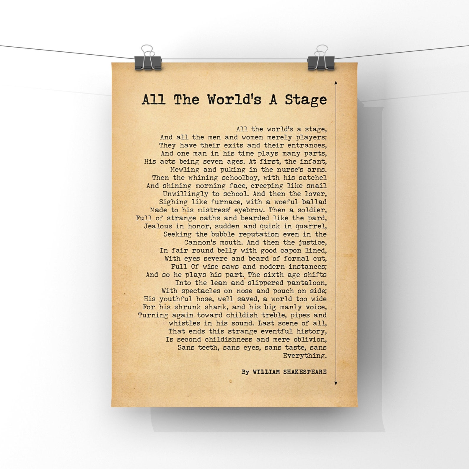 All the World's A Stage Poem Poster Print by William - Etsy UK