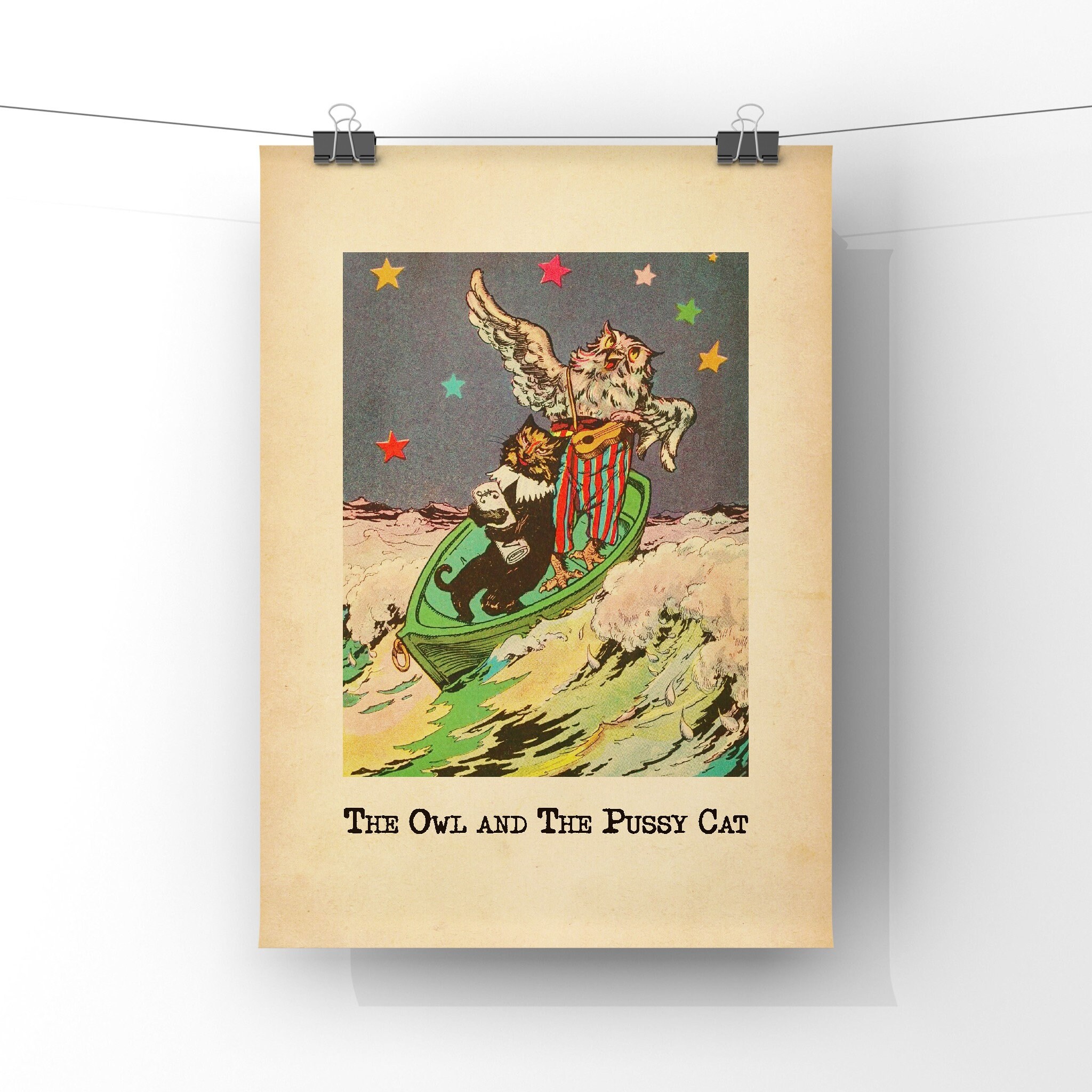 The Owl and The Pussycat | Nursery Rhyme Print | Vintage Nursery Art ...