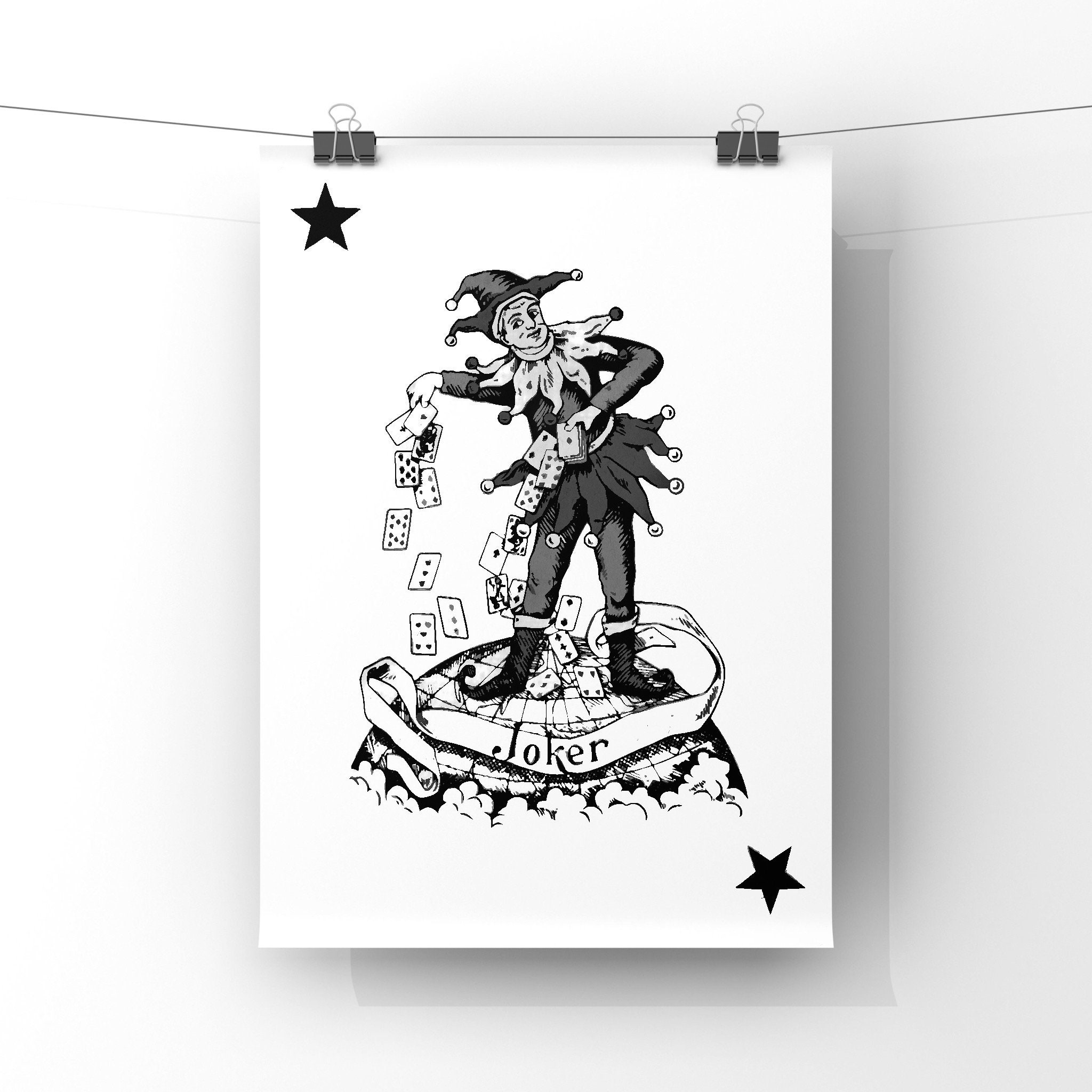 Black Joker Playing Card Poster Print Vintage Poker Cards - Etsy UK