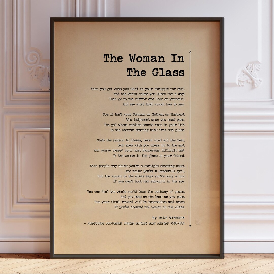 The Woman in the Glass Poem - Motivational Office Art (framed or ...