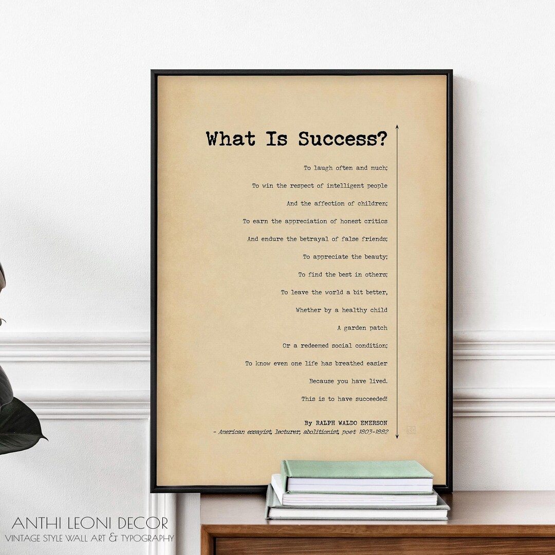 What is Success Quote Poem Waldo Poster Print Business Success Wall Art ...