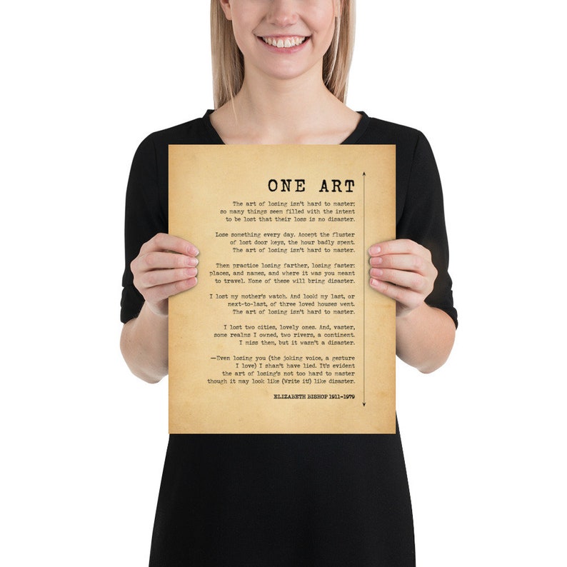 One Art Poem by Elizabeth Bishop Poster A Poem Print About - Etsy UK