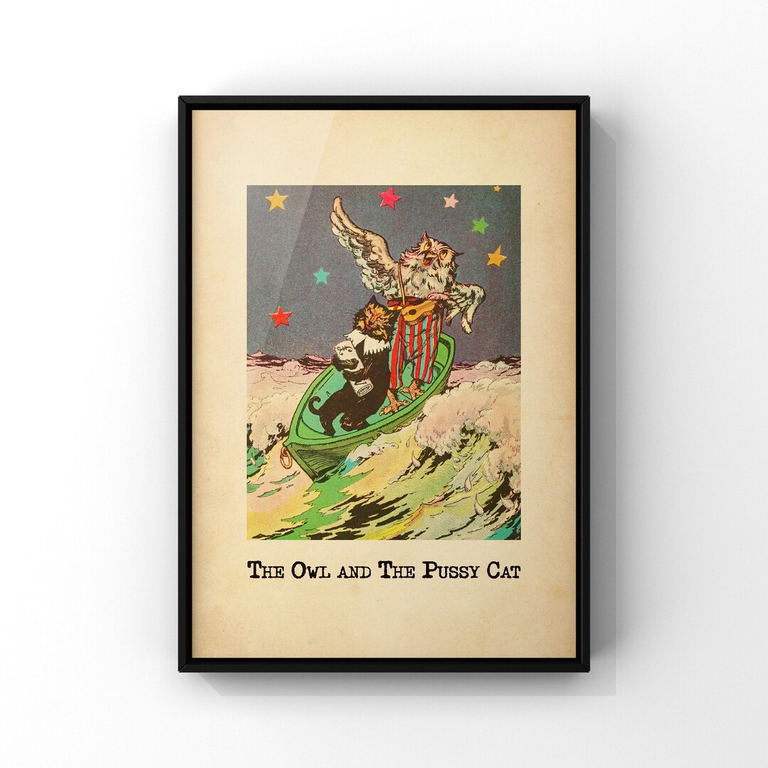 The Owl and the Pussycat Nursery Rhyme Print Vintage Nursery Art ...