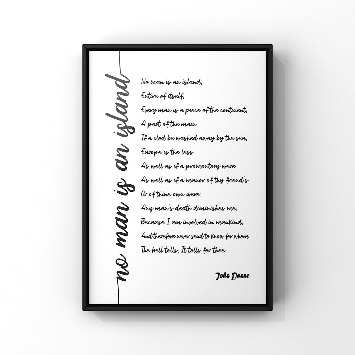 No Man Is An Island Poem by John Donne Poster Print Unframed | Etsy