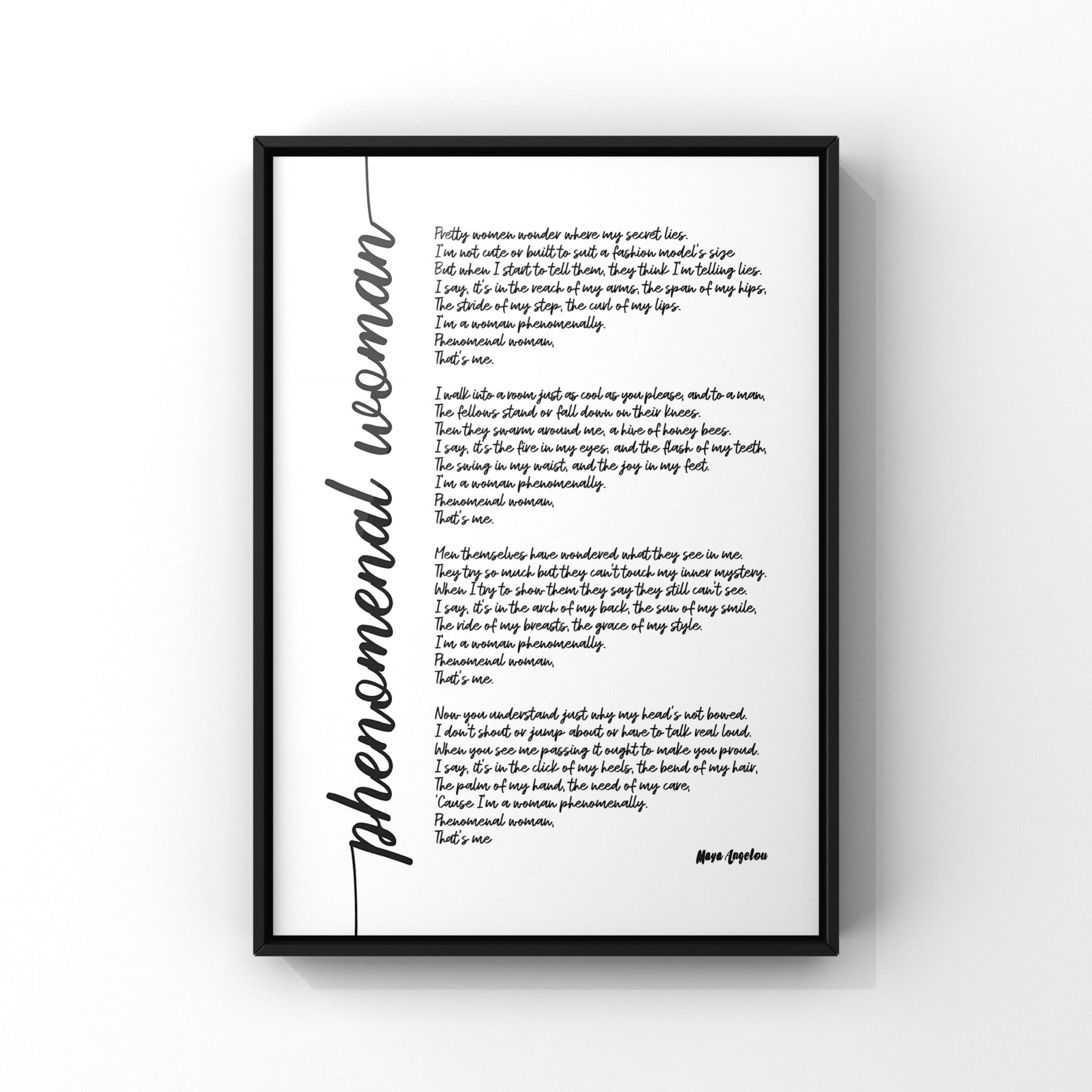 Phenomenal Woman Poem by Maya Angelou Poster Print Unframed - Etsy