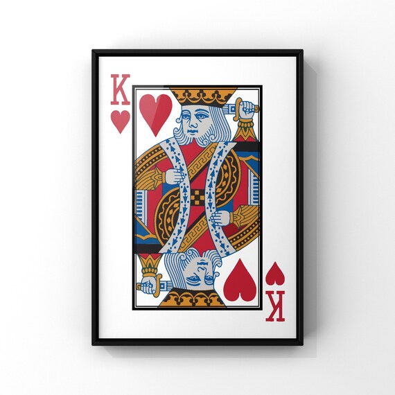Prints Digital Prints King of Hearts Poker Playing Cards Wall Art Decor ...