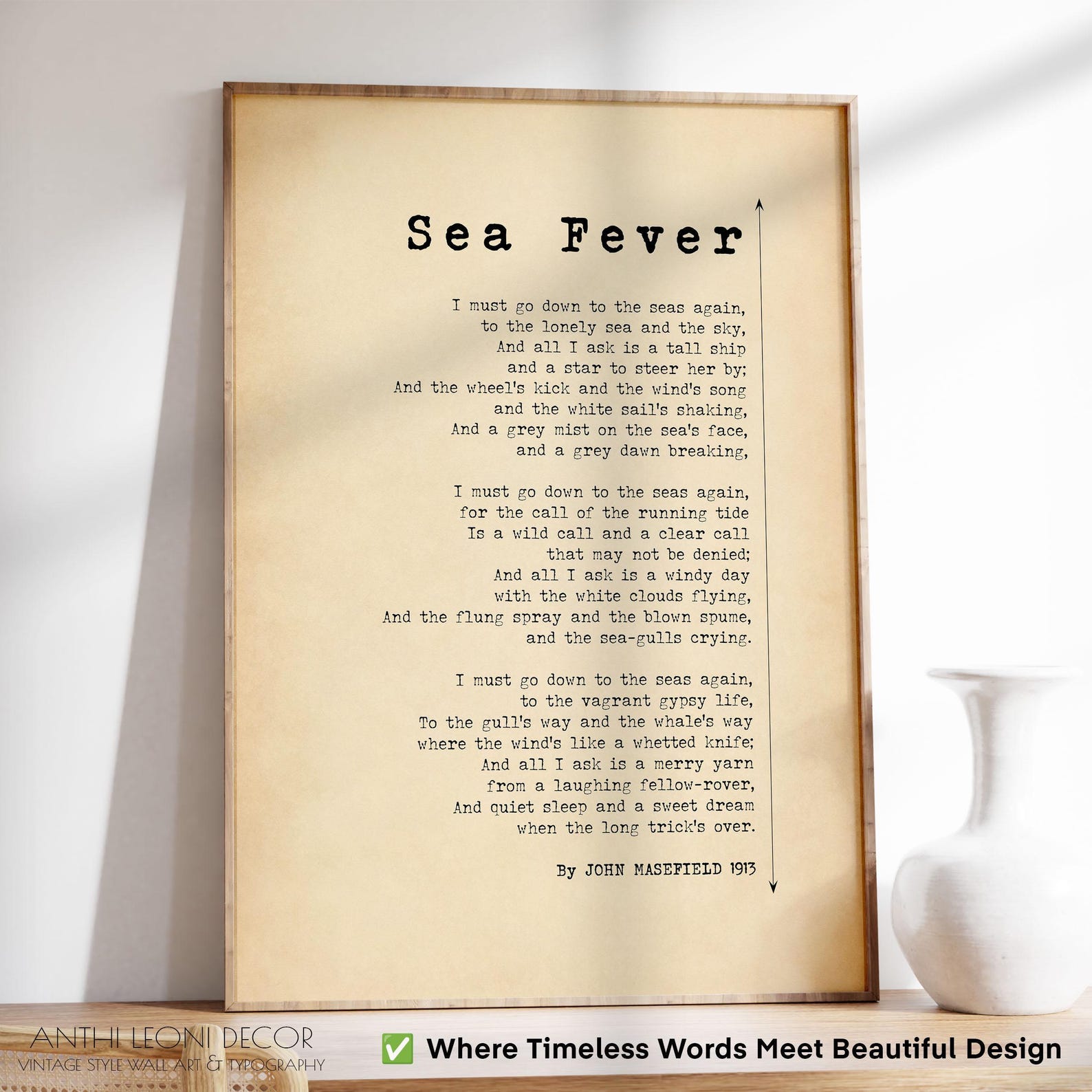 Sea Fever Poem Print - Maritime Poetry Art (framed or Unframed) - Etsy