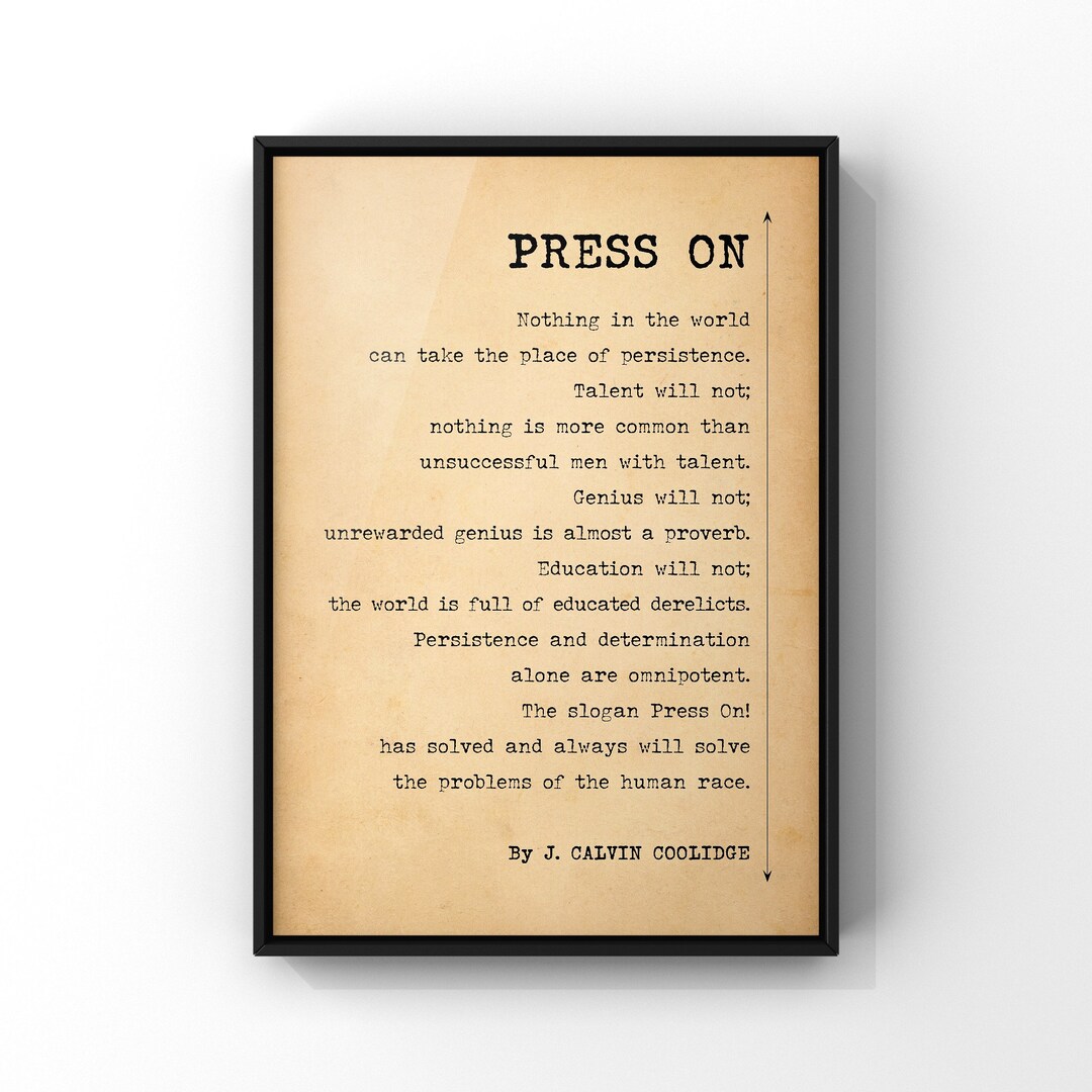 Press on by Calvin Coolidge | Daily Affirmations Poster Print ...