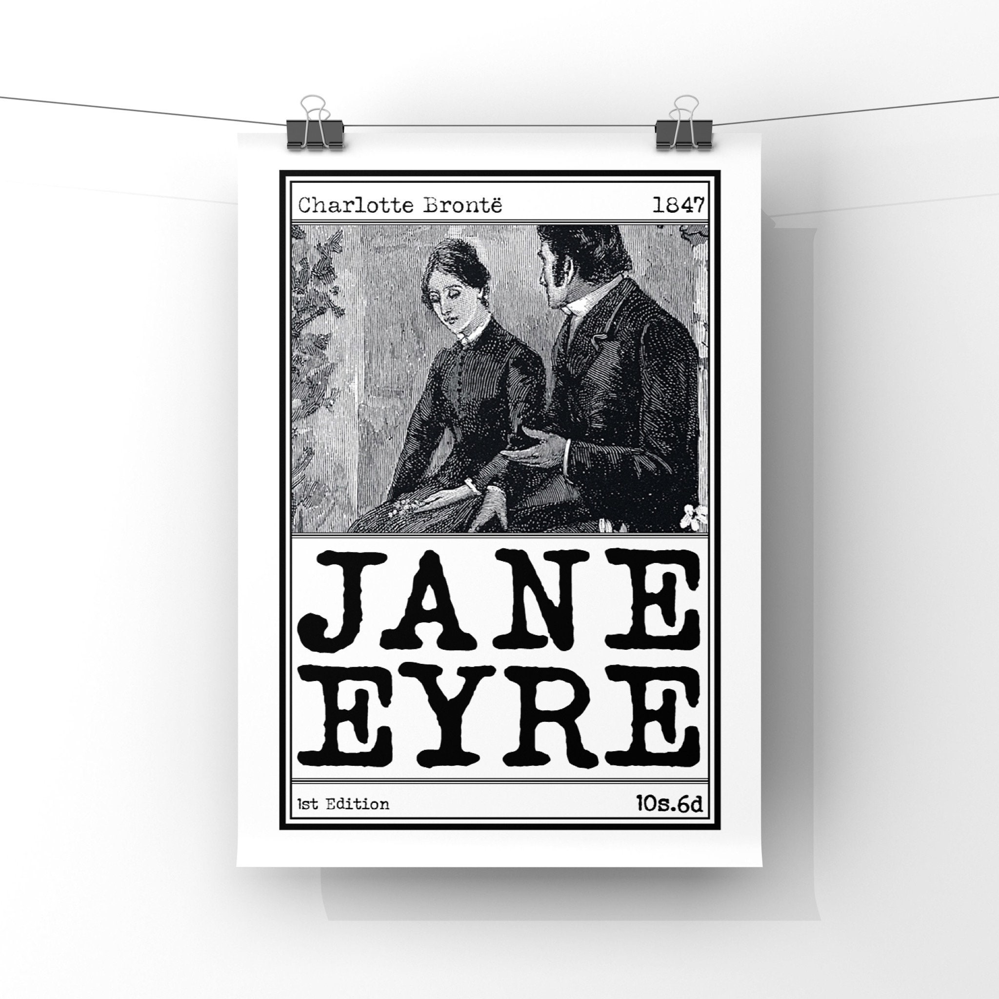 Jane Eyre Book Cover Art Illustration Poster Charlotte | Etsy