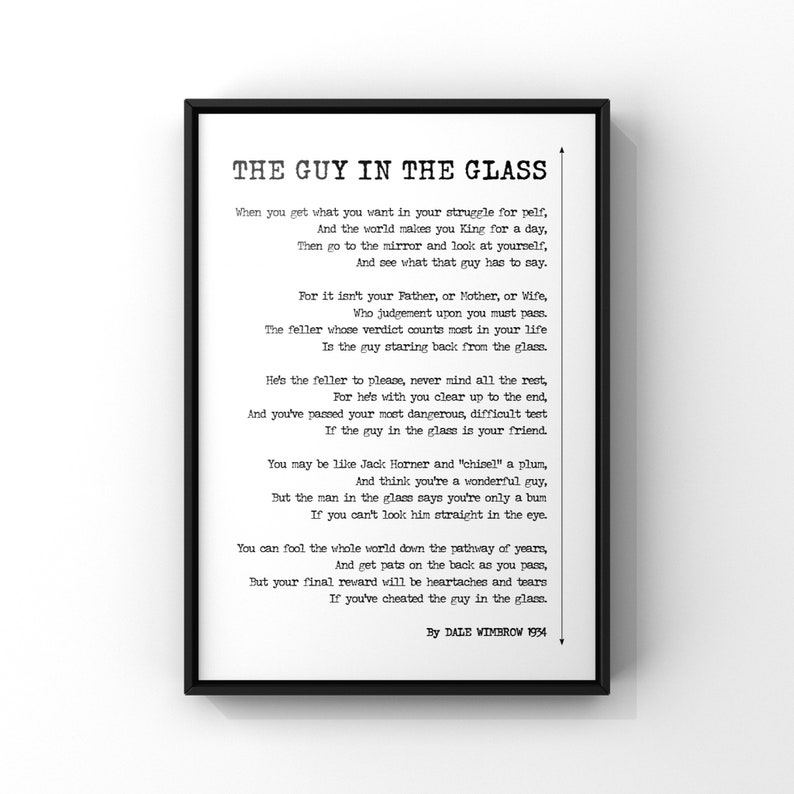 The Guy In The Glass Original Version Poem Print by Dale | Etsy
