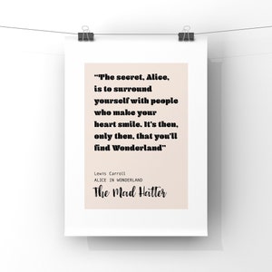 The Secret Alice Quote The Mad Hatter Alice in Wonderland | Etsy