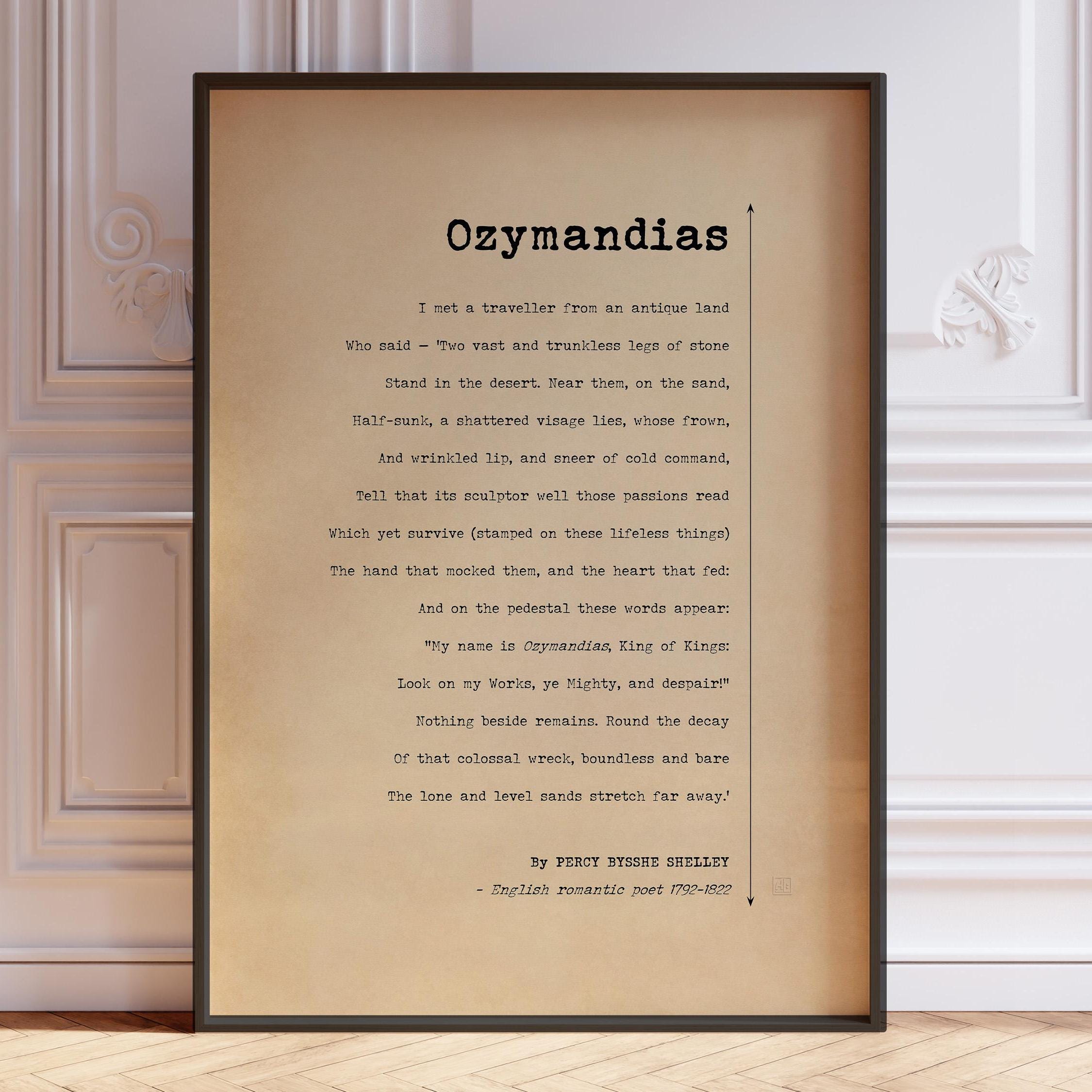 Ozymandias Poem by Percy Shelley Poster Print | King of Kings Poem ...