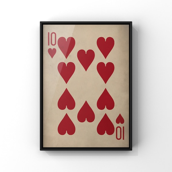Ten of Hearts Card - Etsy