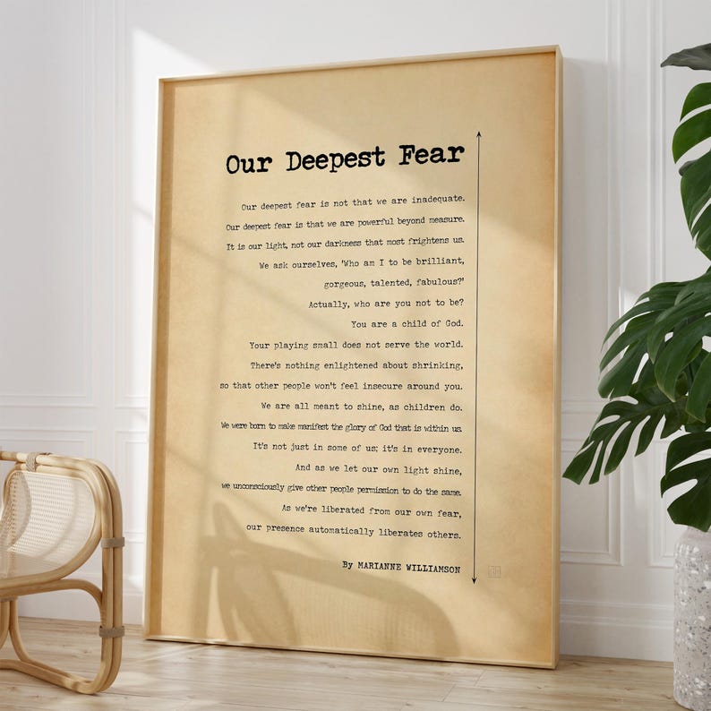 Our Deepest Fear Poem – Vintage Toned Edition, Marianne Williamson ...
